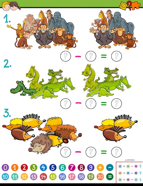Adorable Cartoon Animals in Math Puzzles | Jiffy Designs