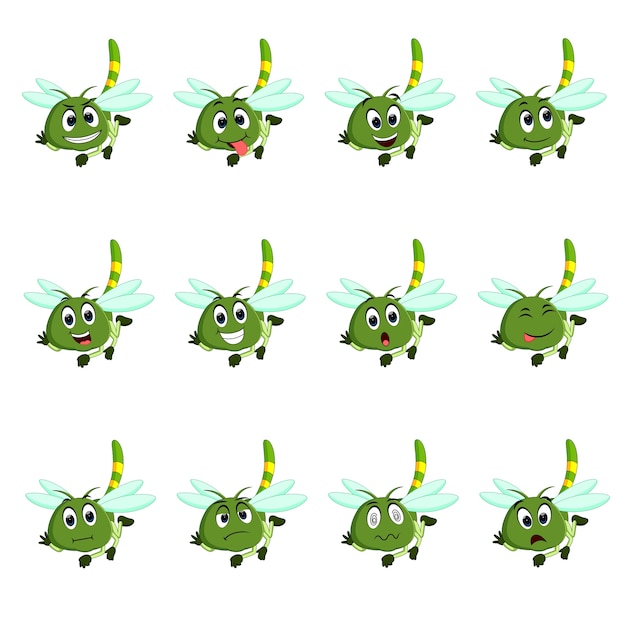 Vibrant Green Grinning Monsters Cartoon Character Collection | Jiffy ...