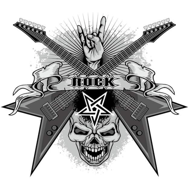 Fierce Skull and Guitars Emblazon the Rock Star Banner | Jiffy Designs