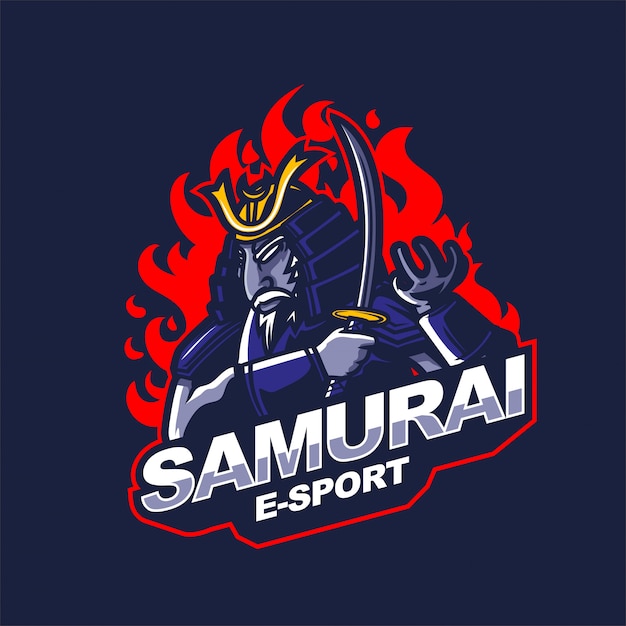 Fierce Samurai Esports Emblem with Fiery Backdrop | Jiffy Designs