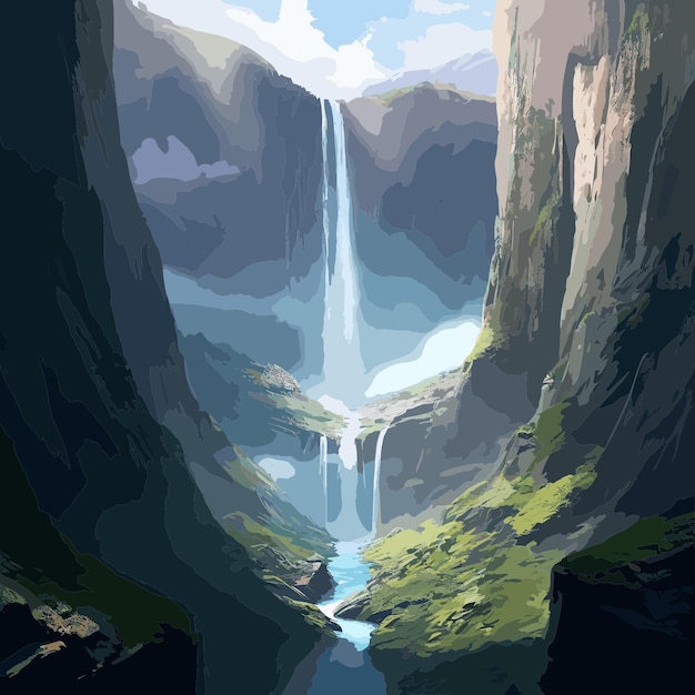Majestic Waterfall Cascading Through Rugged Mountain Landscape | Jiffy ...