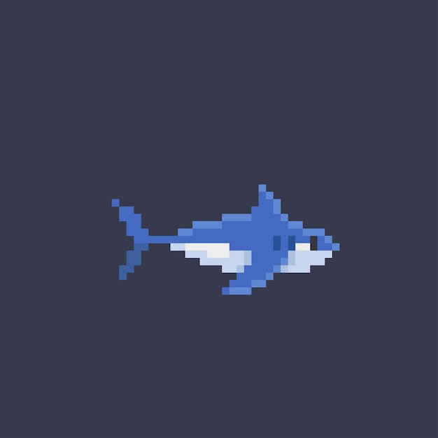 Captivating Pixel Shark Silhouette in Shades of Blue | Jiffy Designs