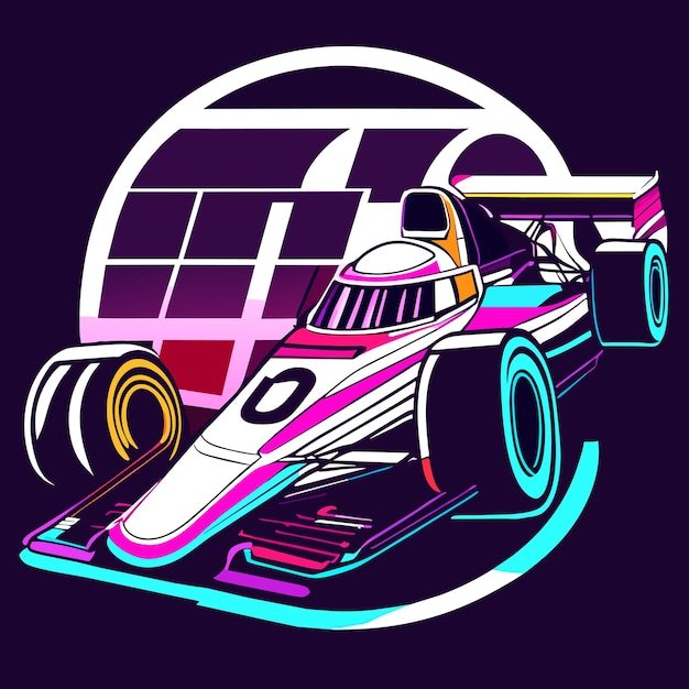 Vibrant Retro Formula Race Car Illustration | Jiffy Designs