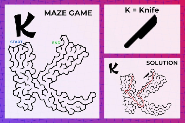 Intricate Maze Game with a Knife Motif | Jiffy Designs