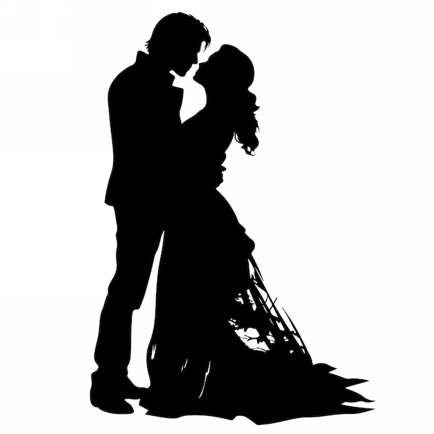 Intimate Silhouette of Romantic Couple in Elegant Embrace | Jiffy Designs
