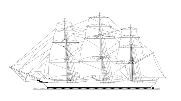 Majestic Sailing Ship with Intricate Rigging and Masts | Jiffy Designs