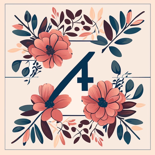 Vibrant Floral Design with Bold Number 4 | Jiffy Designs