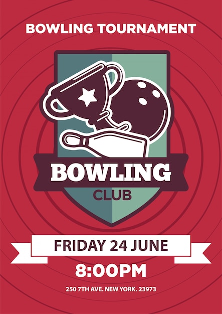 Retro-Styled Bowling Tournament Poster with Iconic Emblem | Jiffy Designs