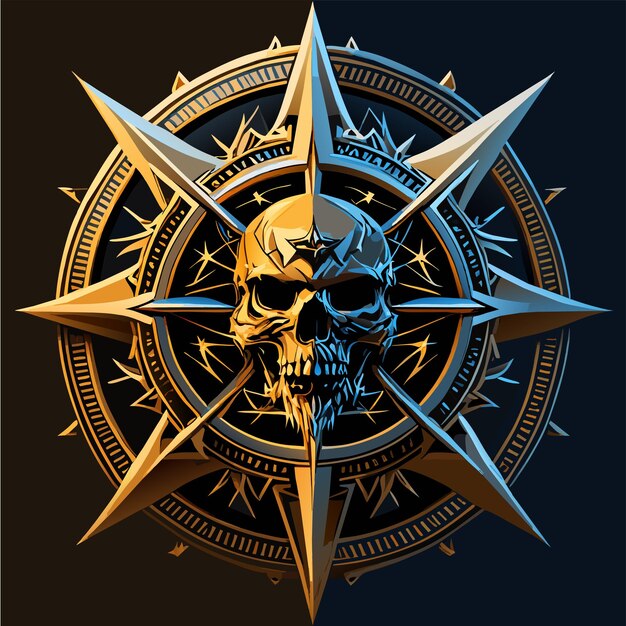 Captivating Compass Rose and Skull Illustration | Jiffy Designs