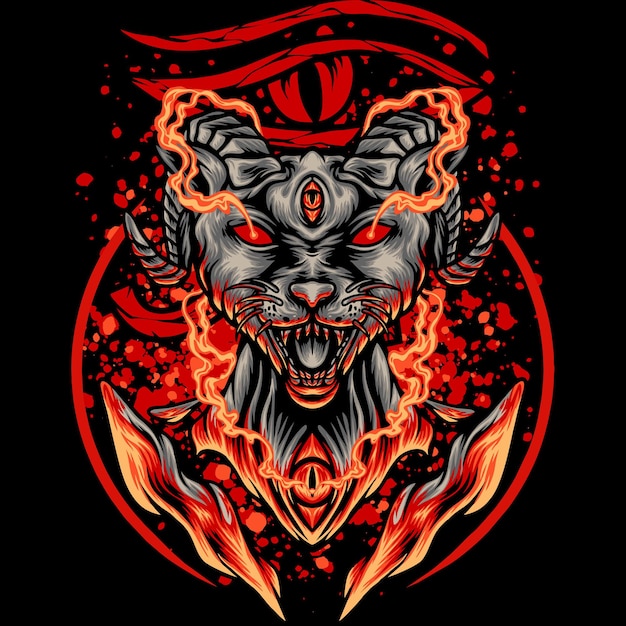 Ferocious Demonic Tiger Unleashing Fiery Wrath in Crimson Blaze | Jiffy Designs