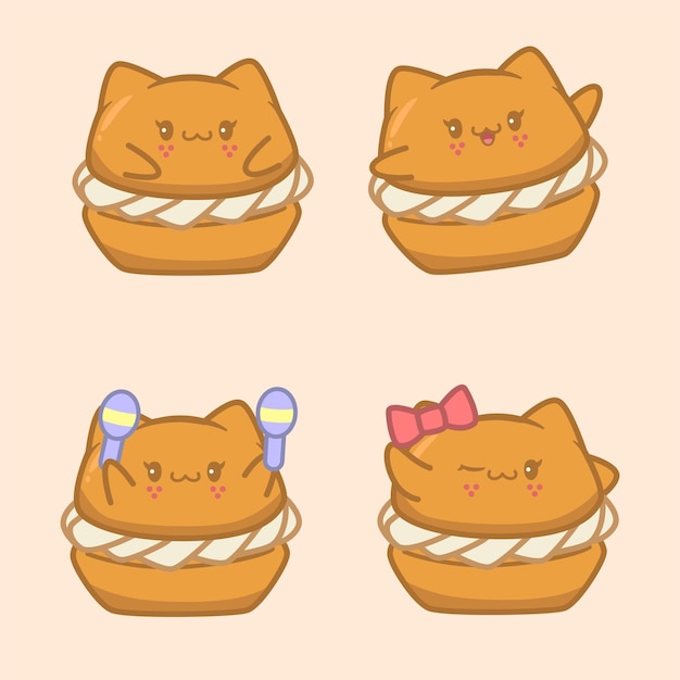 Adorable Kawaii Cat Buns with Colorful Toppings | Jiffy Designs
