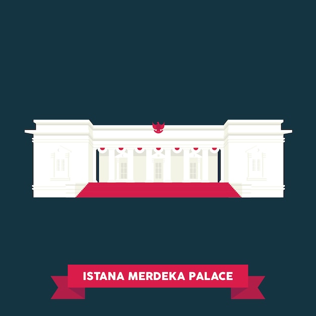 Minimalist Illustration of Istana Merdeka Palace with Red Accents ...