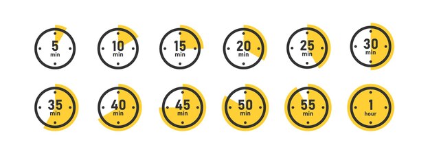 Countdown Timer Icons with Vibrant Yellow and Black Design | Jiffy Designs