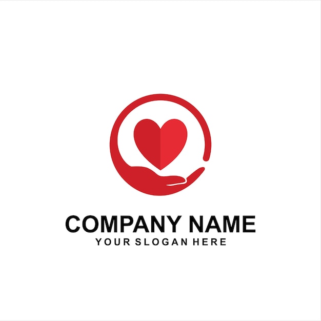 Red Circle with Heart and Company Name Branding Logo | Jiffy Designs