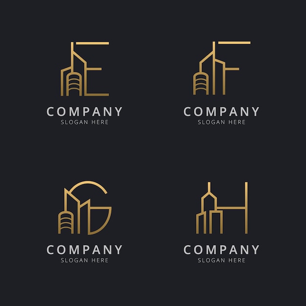 Elegant Cityscape Logos in Minimalist Gold Outline Style | Jiffy Designs