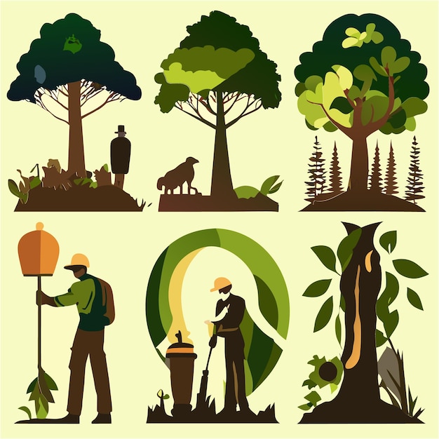 Diverse Nature Scenes with Silhouetted Figures and Wildlife | Jiffy Designs