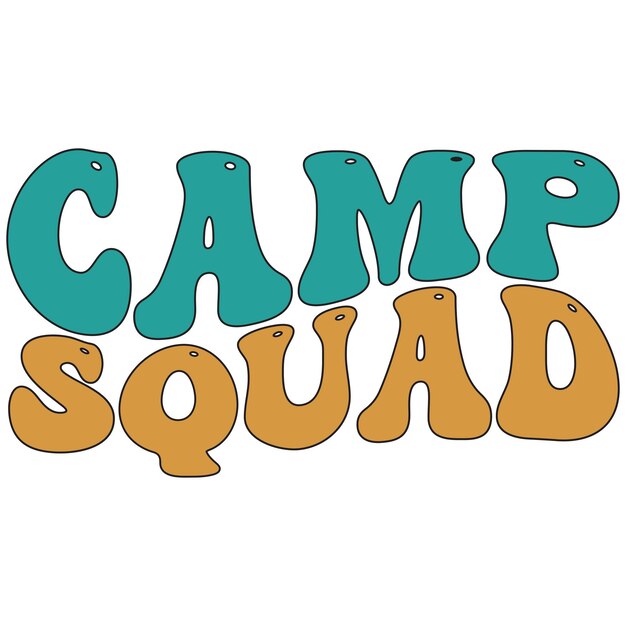Vibrant 'Camp Squad' Lettering Design with Playful Shapes | Jiffy Designs