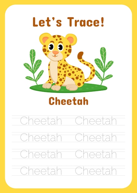 Adorable Cheetah Tracing Practice for Kids | Jiffy Designs