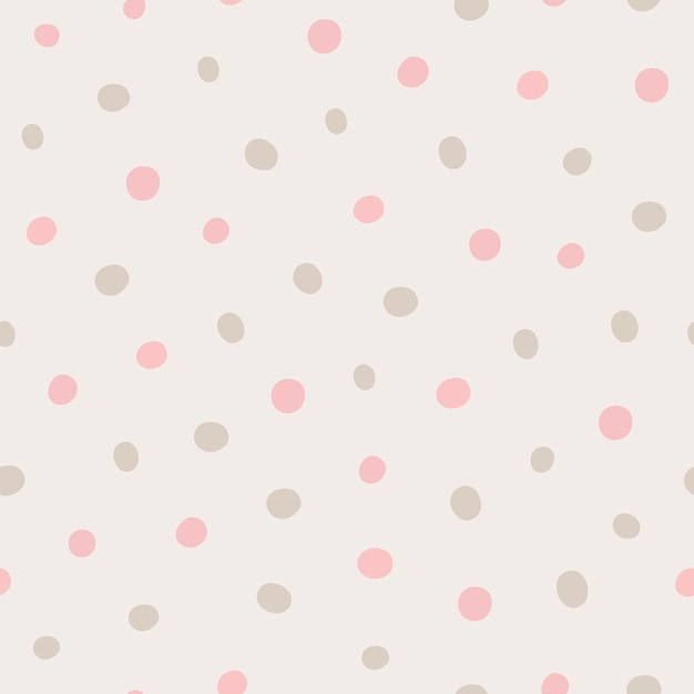 Pink and Taupe Polka Dot Pattern on Cream Background | Jiffy Designs