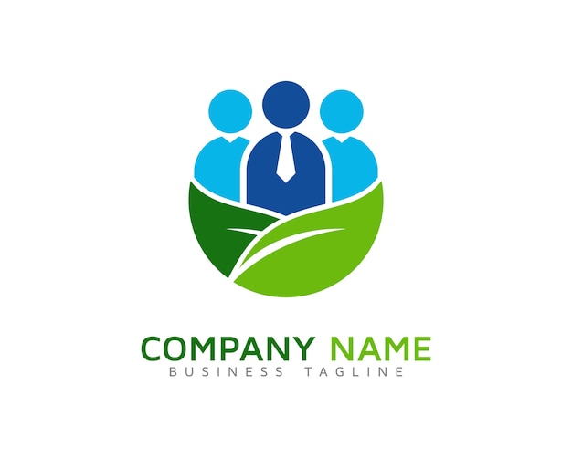 Corporate Logo with People Figures and Leaf Emblem | Jiffy Designs