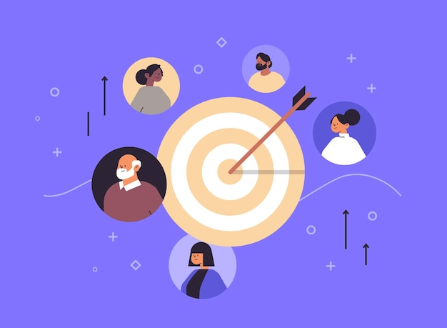 Diverse Avatars Surrounding a Bullseye Target | Jiffy Designs