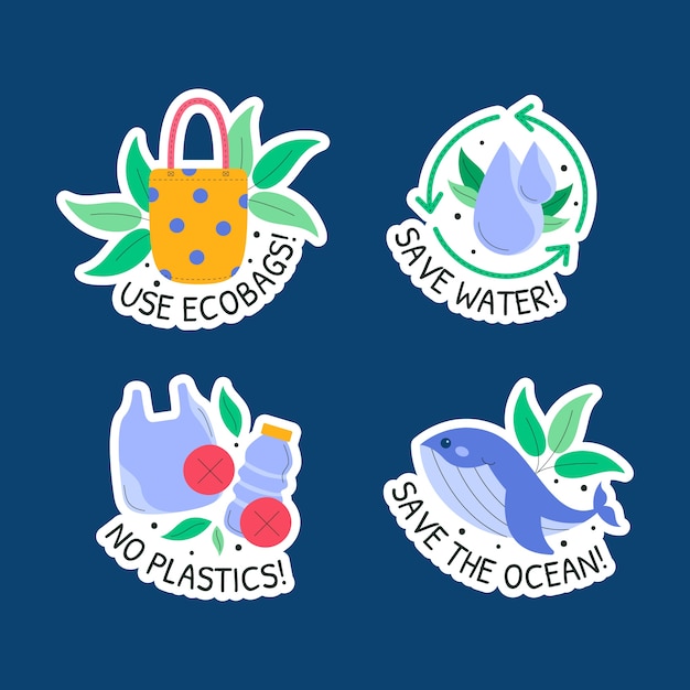 Vibrant Eco-Friendly Sticker Collection Promoting Environmental ...
