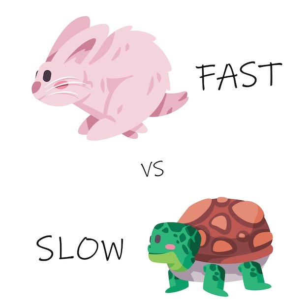 Rabbit and Turtle Race: Contrasting Speeds in Playful Illustration ...
