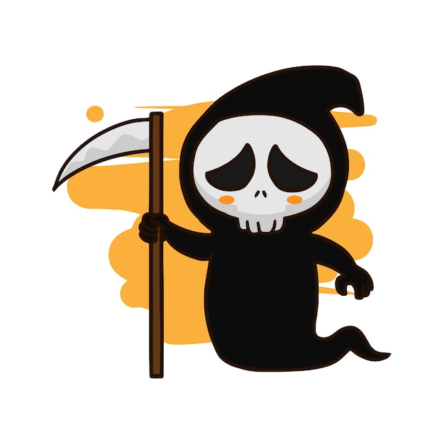 Grim Reaper Bee Cartoon Character with Scythe and Sun | Jiffy Designs