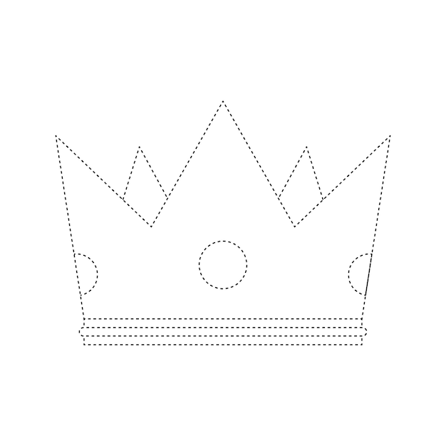 Minimalist Regal Crown Outline with Dotted Lines | Jiffy Designs