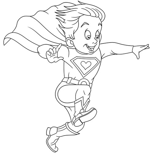 Coloring Page Of Cartoon Superhero, Superman. Coloring Book Design For ...