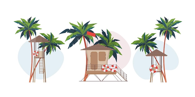 Vibrant Tropical Cabana Collection with Palm Trees and Floral Accents ...