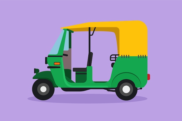 Vibrant Green Auto Rickshaw on Lavender Background | Jiffy Designs