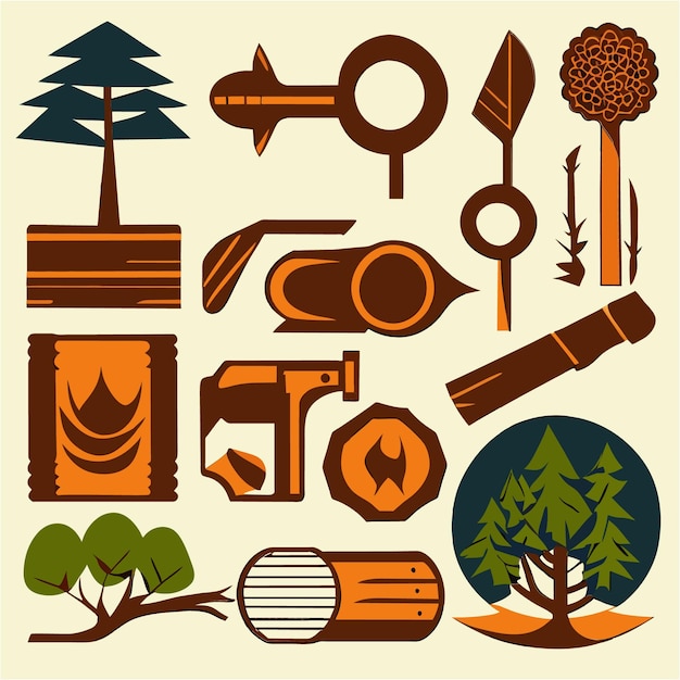 Diverse Rustic Outdoor Adventure Symbols and Elements Collection ...