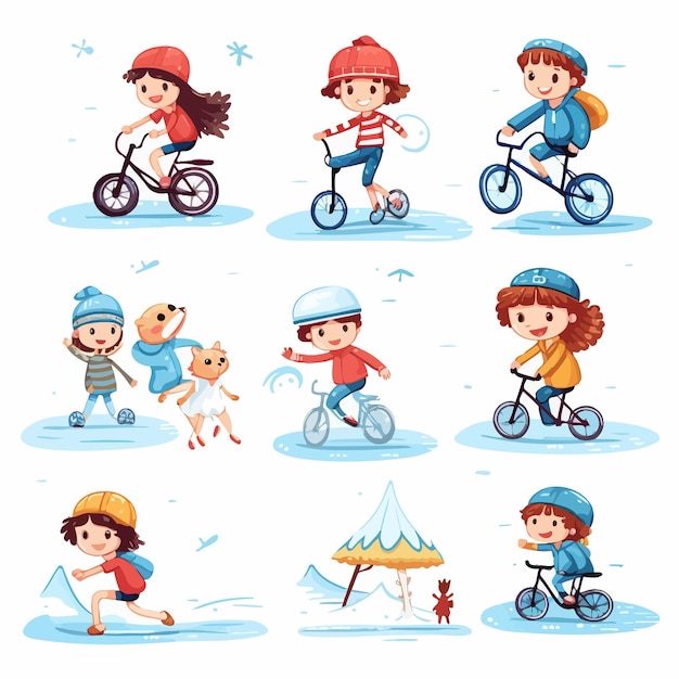 Vibrant Collection of Children Cycling and Exploring the Outdoors ...