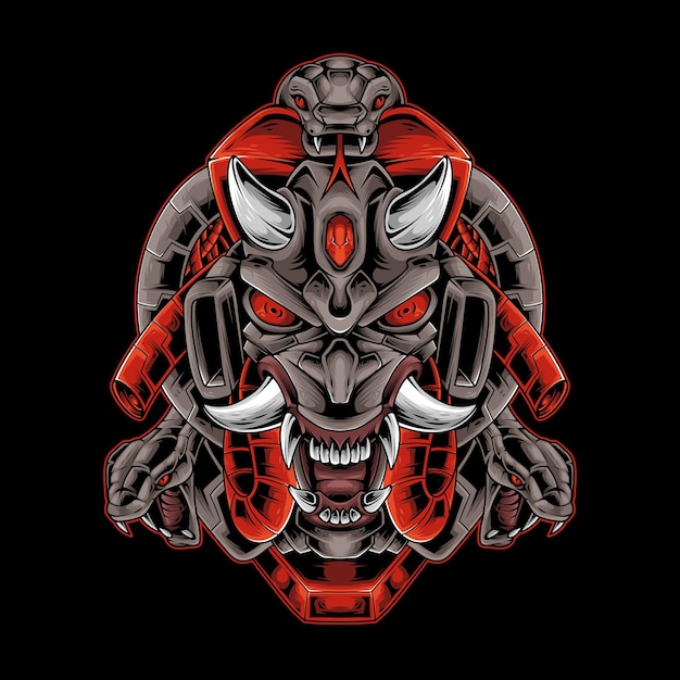 Menacing Robotic Warrior Mask with Glowing Red Eyes | Jiffy Designs