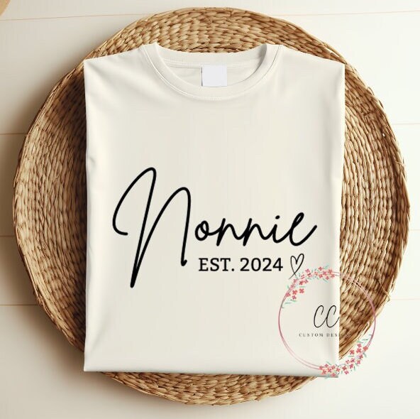Nonnie Est. 2024 Svg, Nonnie Shirt, Nonnie Gift, New Baby Svg, Grandma ...