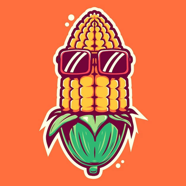 Funky Corn Wearing Shades on Vibrant Orange Background | Jiffy Designs