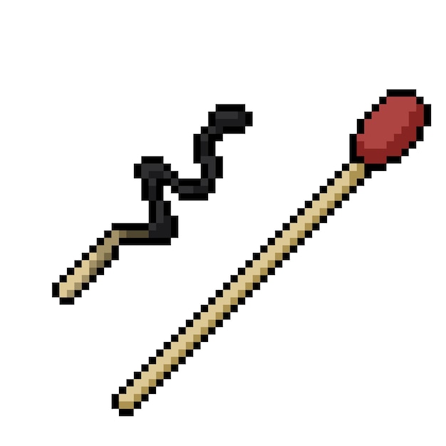 Retro Pixel Art Matches Burning Brightly on White | Jiffy Designs