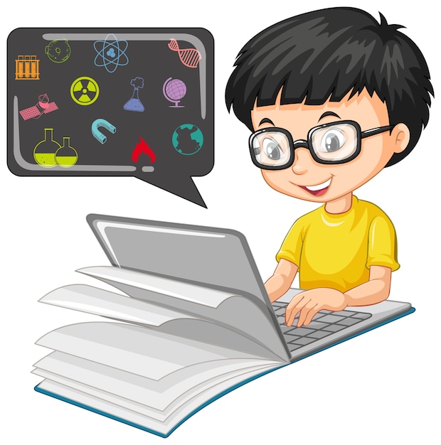 Curious Student Exploring Scientific Concepts on Laptop | Jiffy Designs