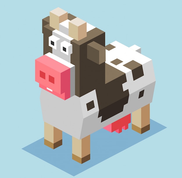 Pixelated Cow Design with Geometric Shapes and Bold Colors | Jiffy Designs