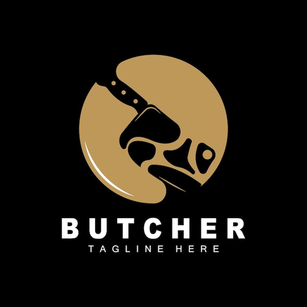 Striking Butcher Emblem with Knife and Skull Icon | Jiffy Designs