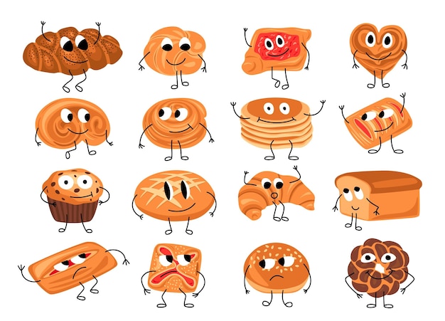 Cheerful Carbs: A Playful Parade of Cartoon Pastries | Jiffy Designs