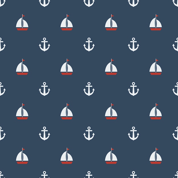 Nautical Anchors and Sailboats Seamless Pattern | Jiffy Designs
