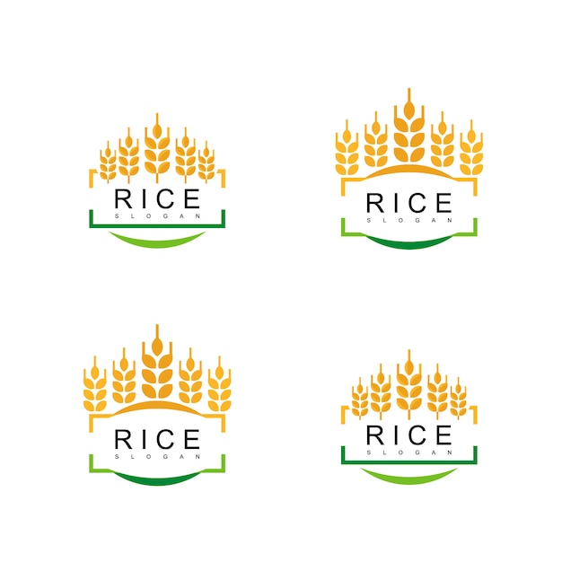 Vibrant Wheat Sheaves Forming Rice Crop Logos | Jiffy Designs