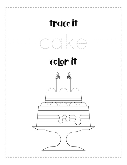 Delightful Birthday Cake with Candles to Trace and Color | Jiffy Designs