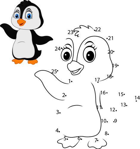 Vector Illustration Of Connect A Number To Draw A Cute Animal Penguin ...