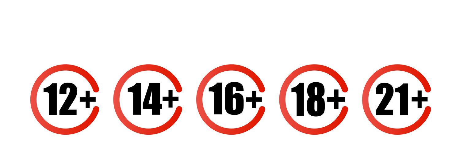 Age Limit Sign Set. Adults Content Only Age Restriction. Censure ...