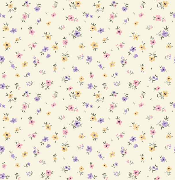 Delicate Wildflower Meadow Pattern on Pale Background | Jiffy Designs
