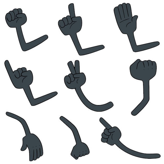 Expressive Hands Gestures - Diverse Monochrome Sign Language Symbols ...