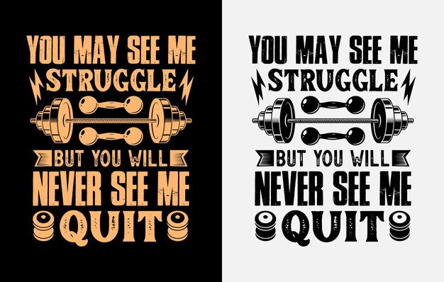 Determined Weightlifter's Inspirational Motto in Retro Typographic ...